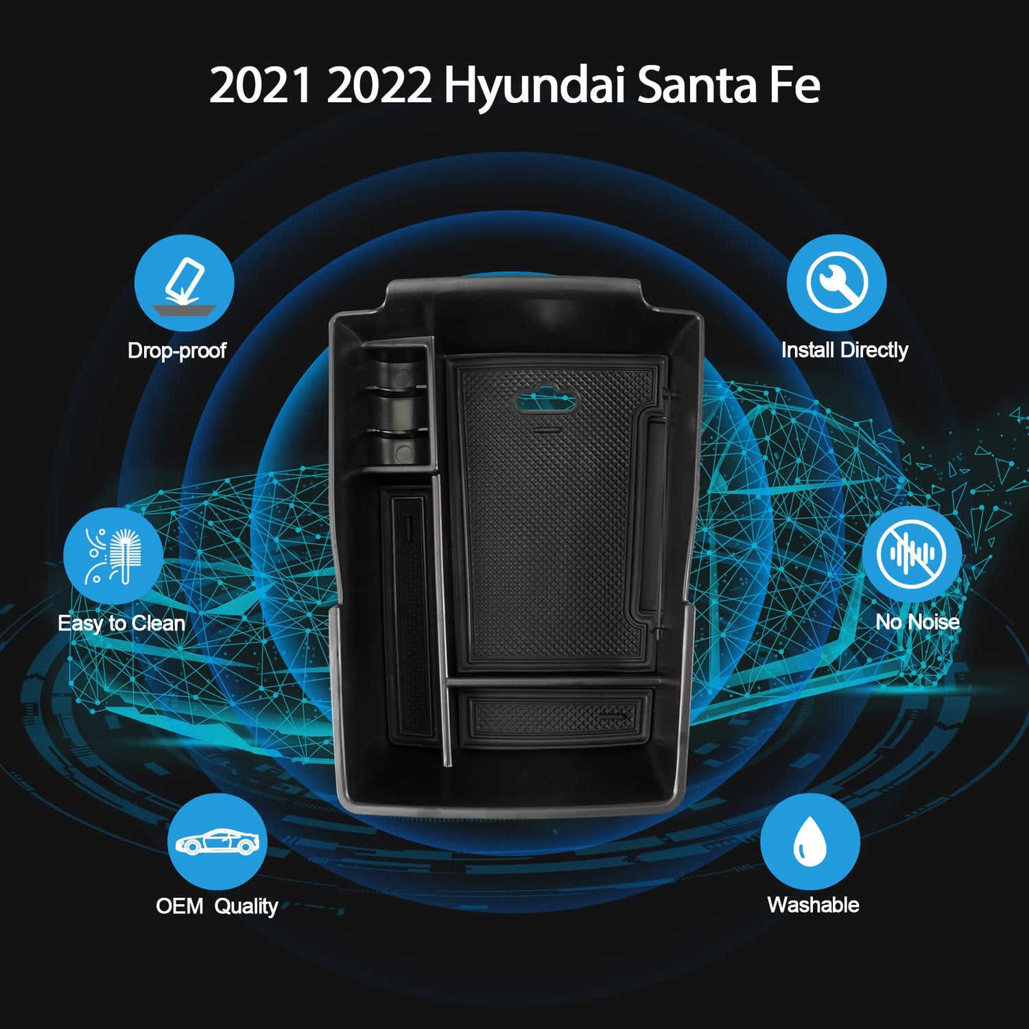 For Hyundai Santa Fe Center Console Organizer Tray 2020+