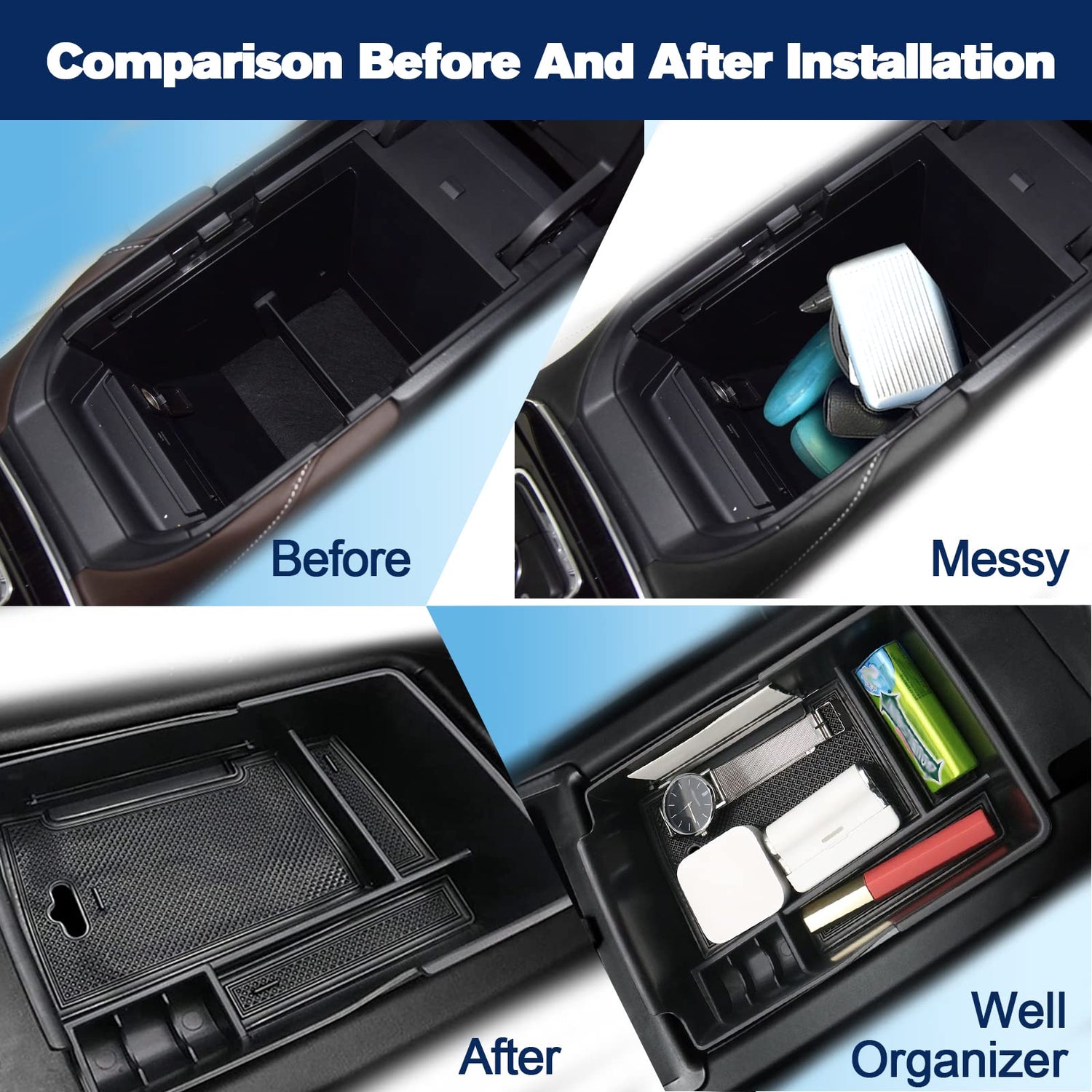 For Hyundai Santa Fe Center Console Organizer Tray 2020+